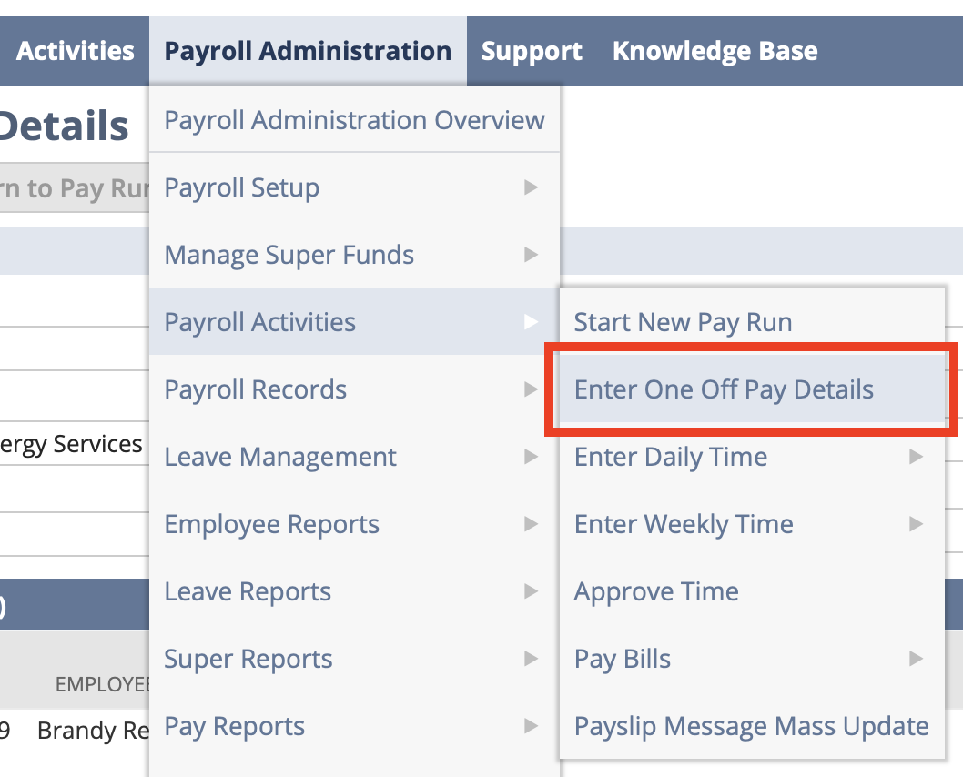 Enter One Off Pay Details in Advance – ZonePayroll Knowledge Base