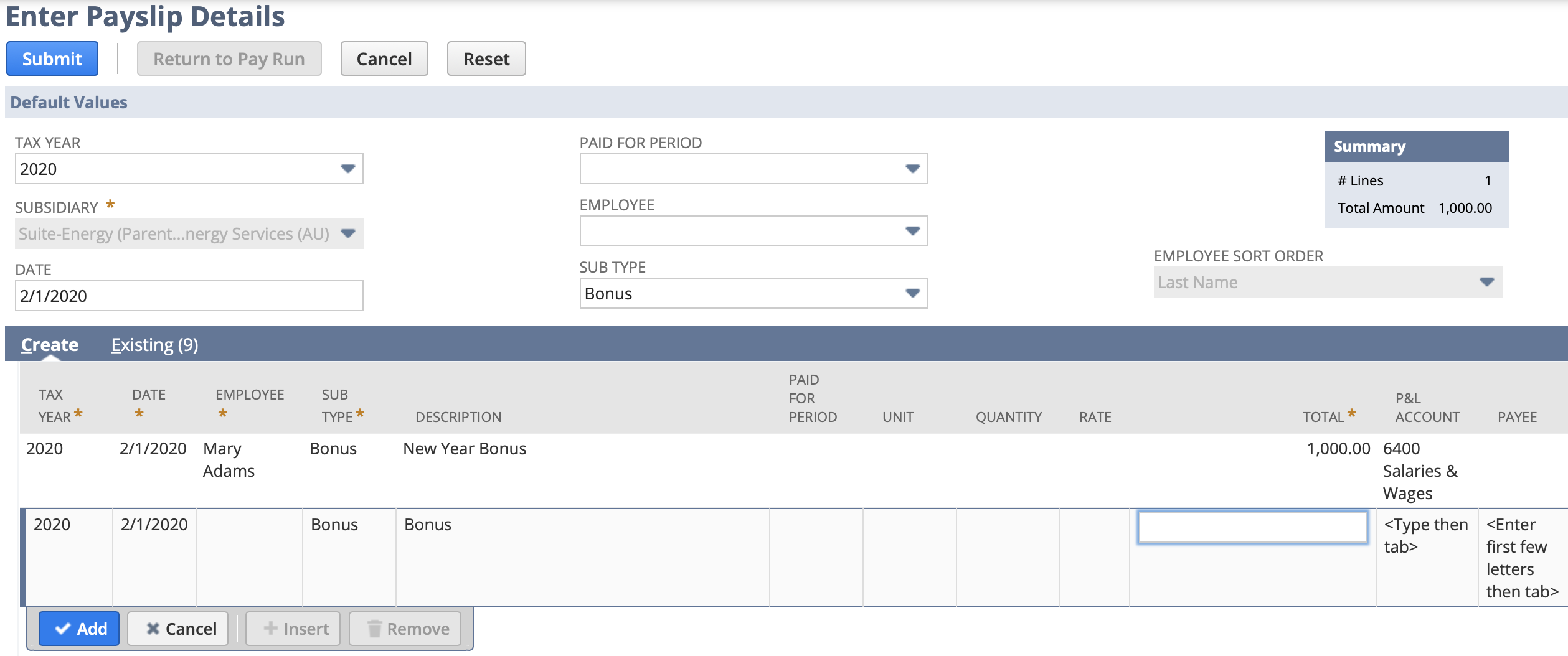 Enter One Off Pay Details in Advance – ZonePayroll Knowledge Base