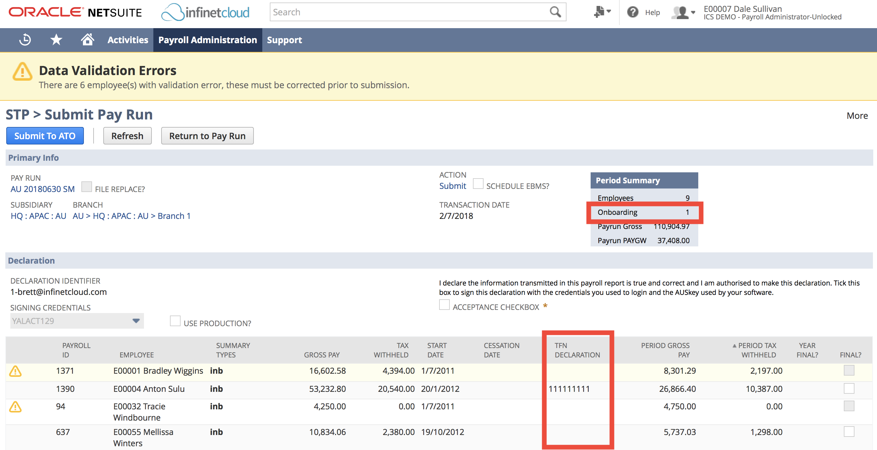 Sending TFN Declarations (STP) – ZonePayroll Knowledge Base