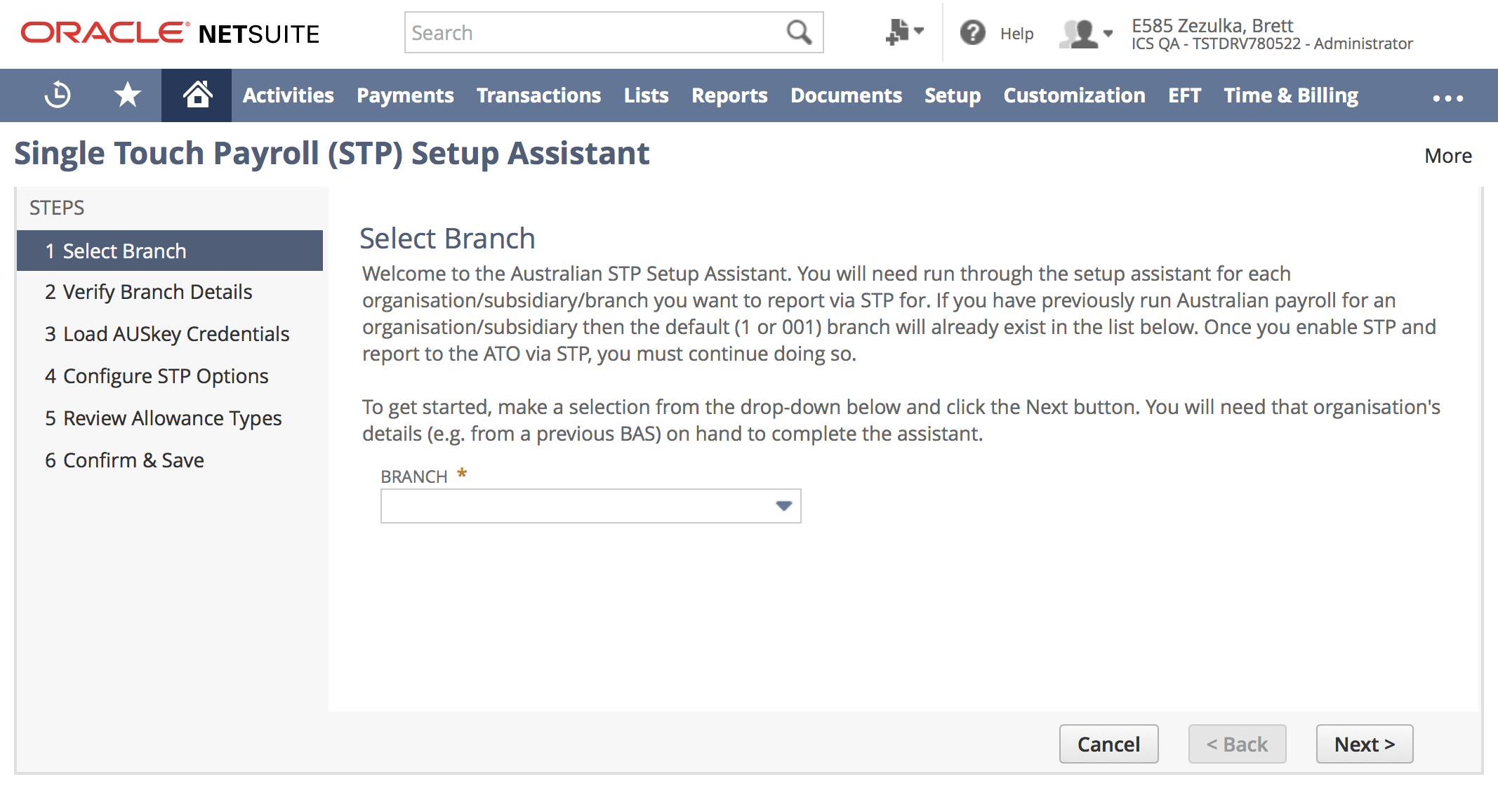 Branch Setup Assistant (Configure STP) – ZonePayroll Knowledge Base