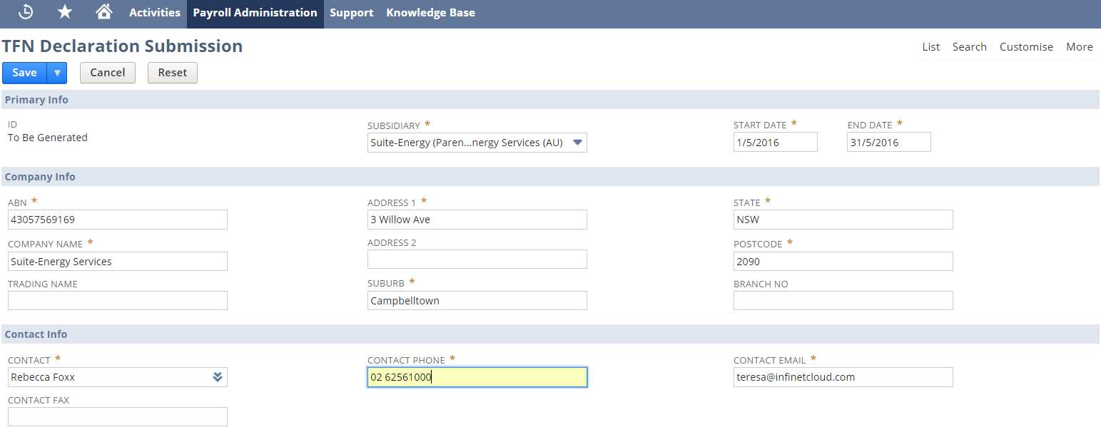 TFN Declarations – ZonePayroll Knowledge Base