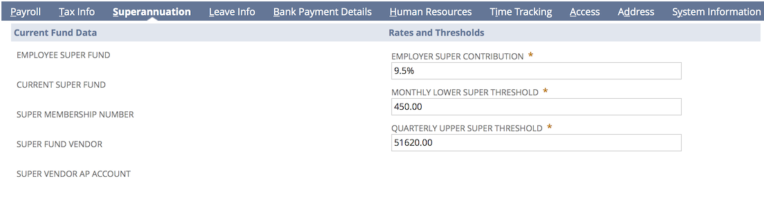 6. Superannuation tab – ZonePayroll Knowledge Base
