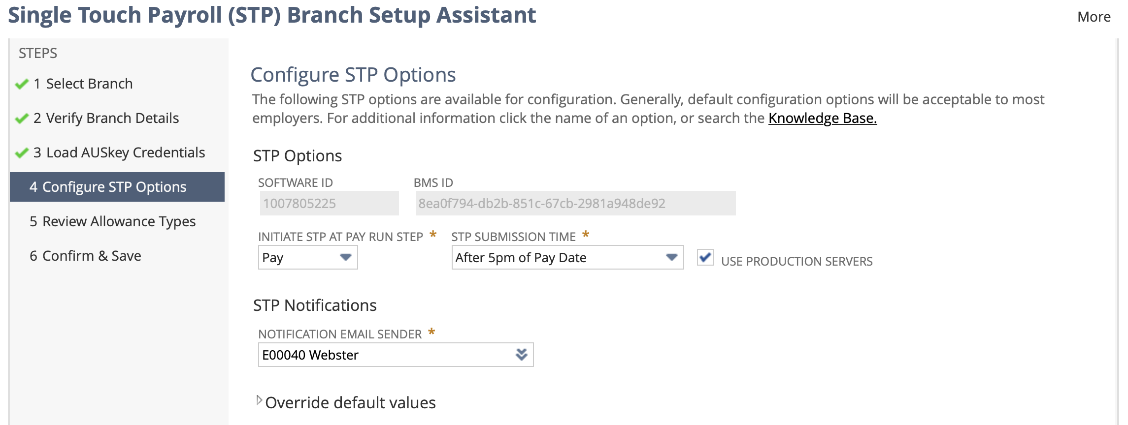 Branch Setup Assistant (Configure STP) – ZonePayroll Knowledge Base